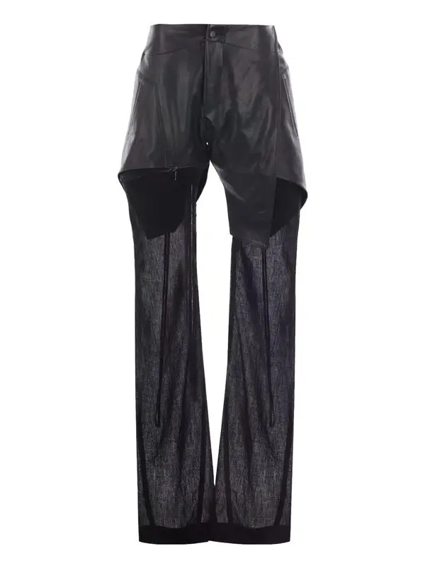 YEHUAFAN Paneled Trousers - Black