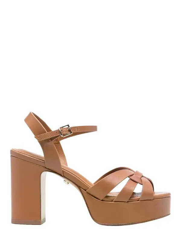 Lola Cruz 95mm Leather Platform Sandals - Brown