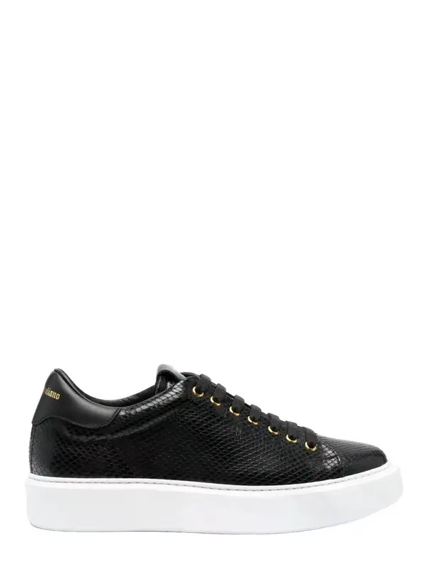 GIULIANO GALIANO Textured Leather Low-top Sneakers - Black