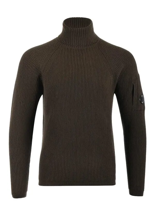 C.P. COMPANY Ribbed Wool Blend Turtleneck - Green