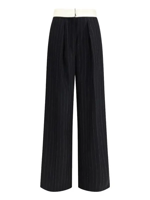 FORTE_FORTE High-waisted Pinstripe Wool-blend Trousers - Black