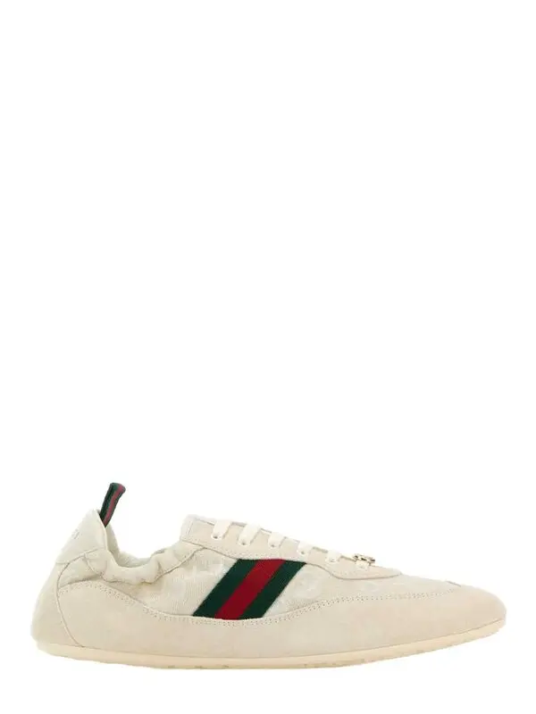 Gucci Gg Fabric And Suede Sneakers - White