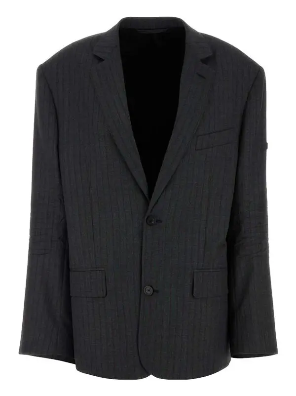Balenciaga Embroidered Wool Blazer - Stripped