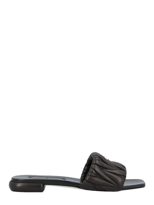 Miu Miu Matelassé Nappa Leather Sandals - Black