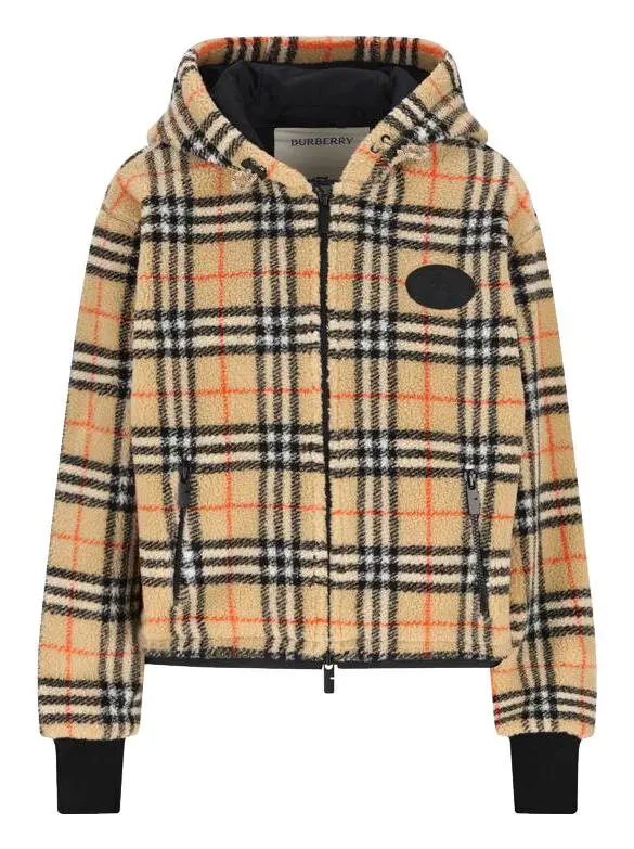 Burberry Check Wool-blend Hooded Jacket - Sand Ip Check