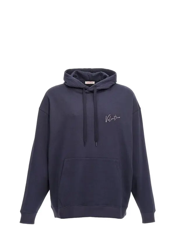 Valentino Garavani Logo Embroidery Hoodie - Blue