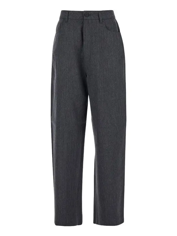 Fabiana Filippi Pinstripe Virgin Wool Trousers - Grey