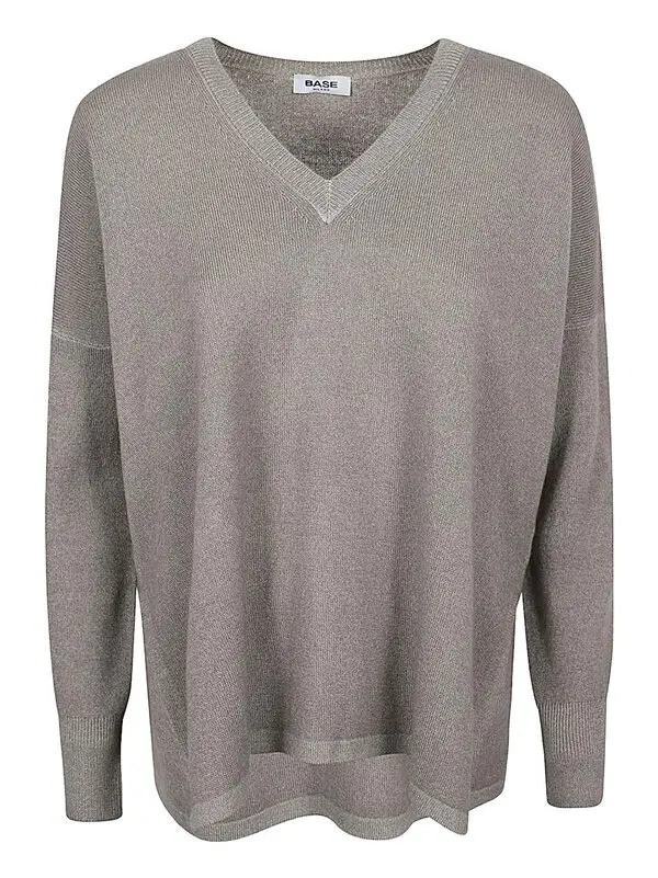 BASE Wool V-neck Sweater - Grey