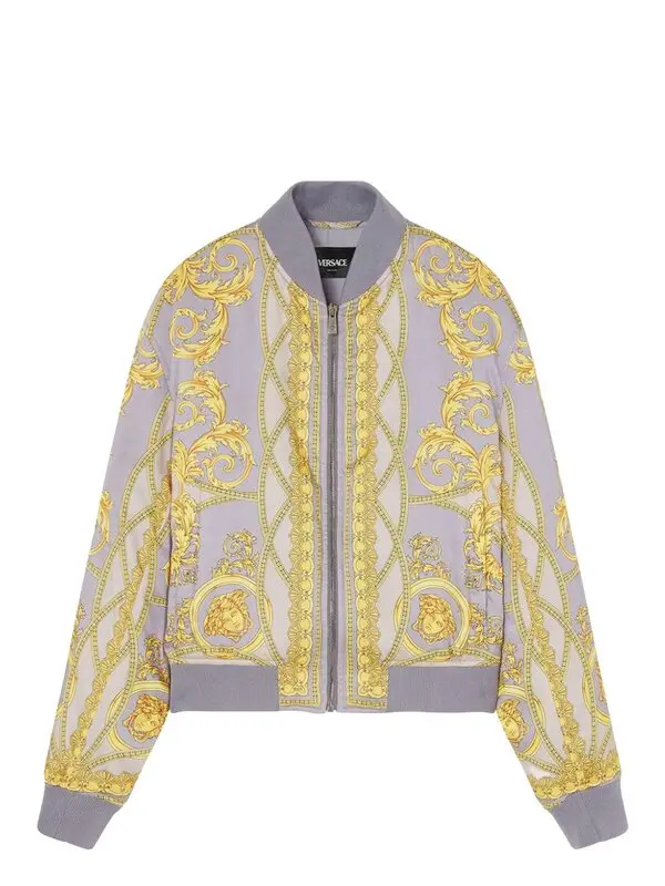 Versace Baroque-pattern Jacket - Concrete/bone/gold
