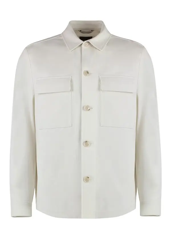 BOSS Viscose Overshirt - White