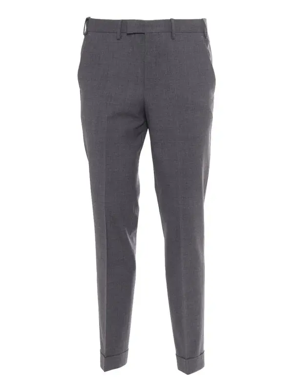 PT TORINO Flat Front Wool Blend Trousers - Gray