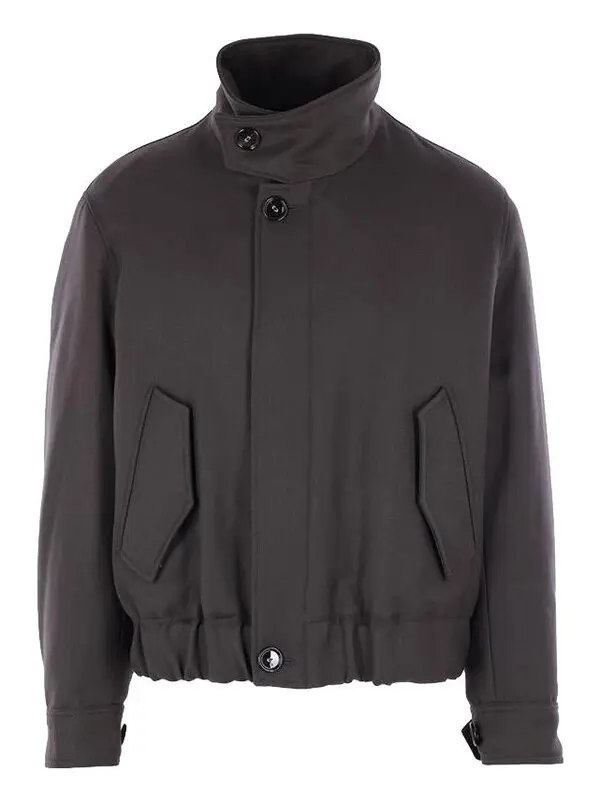 Ami Padded Wool Gabardine Bomber - Grey
