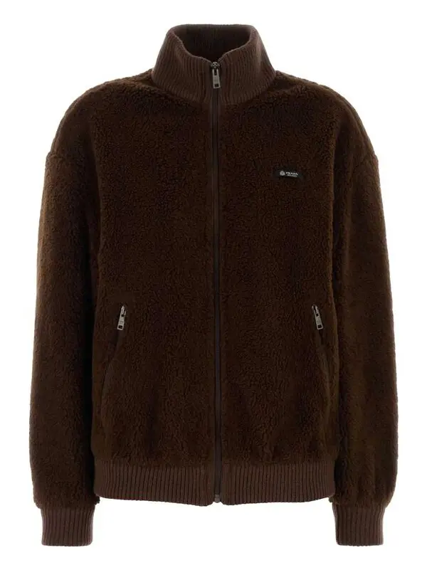 Prada Fleece Bomber Jacket - Brown