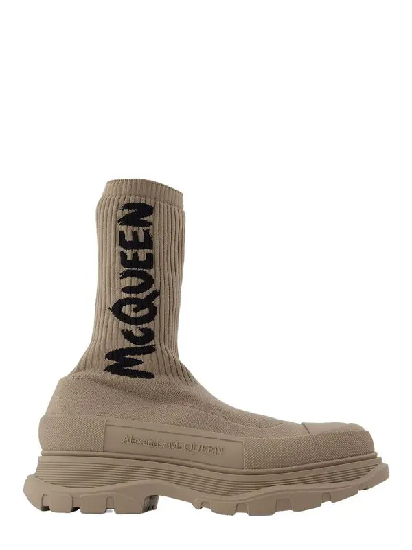 Alexander McQueen Tread Slick Band Sock Boots - Beige