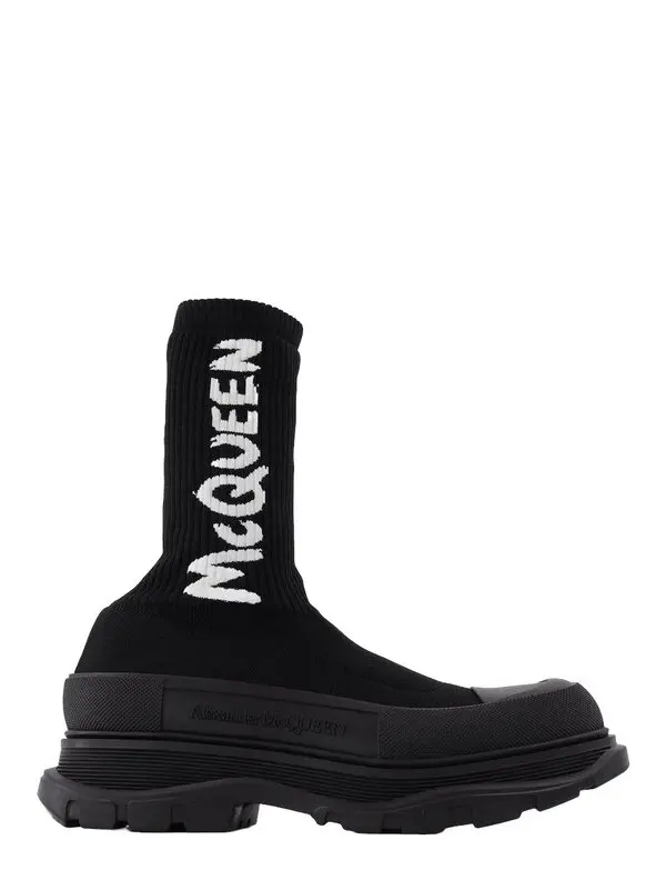 Alexander McQueen Tread Slick Band Sock Boots - Black