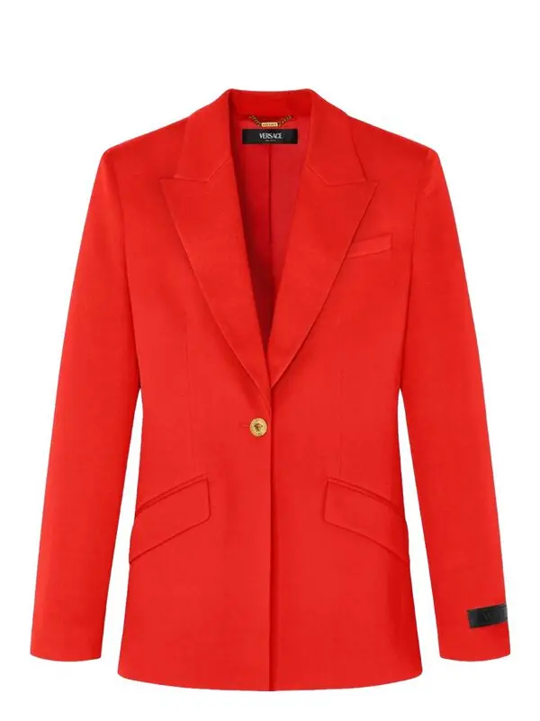 Versace Single Button Stretch-virgin Wool Jacket - Red