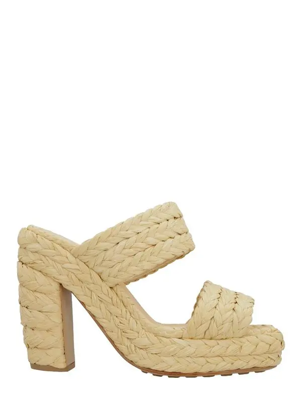 Bottega Veneta Canalazzo Raffia Mules - Beige