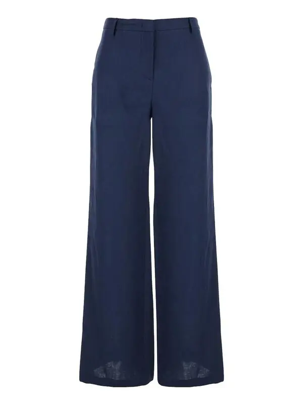 PLAIN Wide-leg Techno Fabric Pants - Blue
