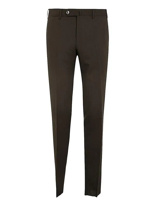 PT TORINO Superlight Deluxe Wool Slim Flat Front Pants - Brown