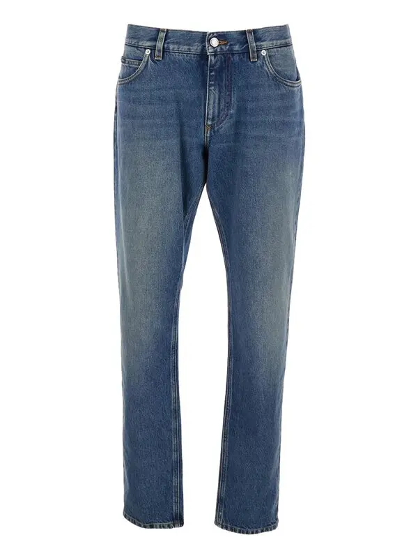 Dolce & Gabbana Denim Jeans With Logo Patch - Blue