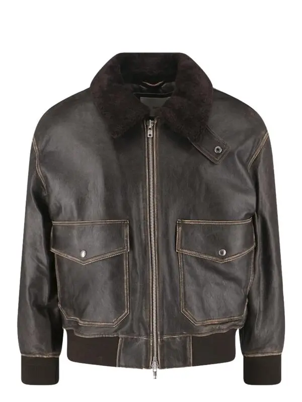 DUNST Brushed Leather Jacket - Brown