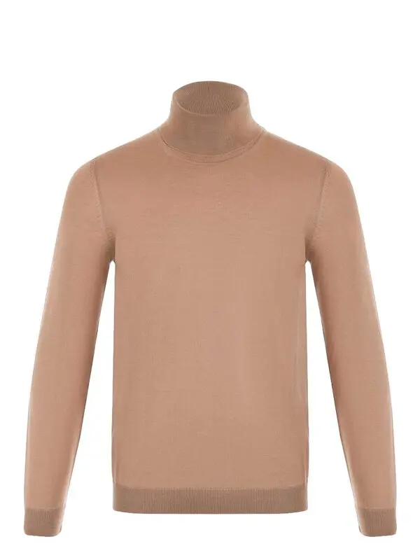 BOSS Virgin Wool Turtleneck Sweater - Brown