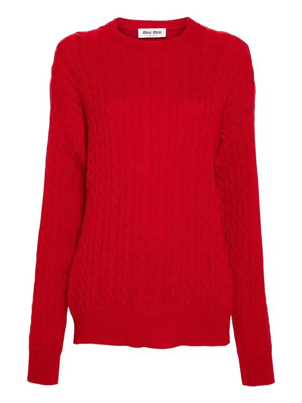 Miu Miu Crew-neck Cable-knit Jumper - Red