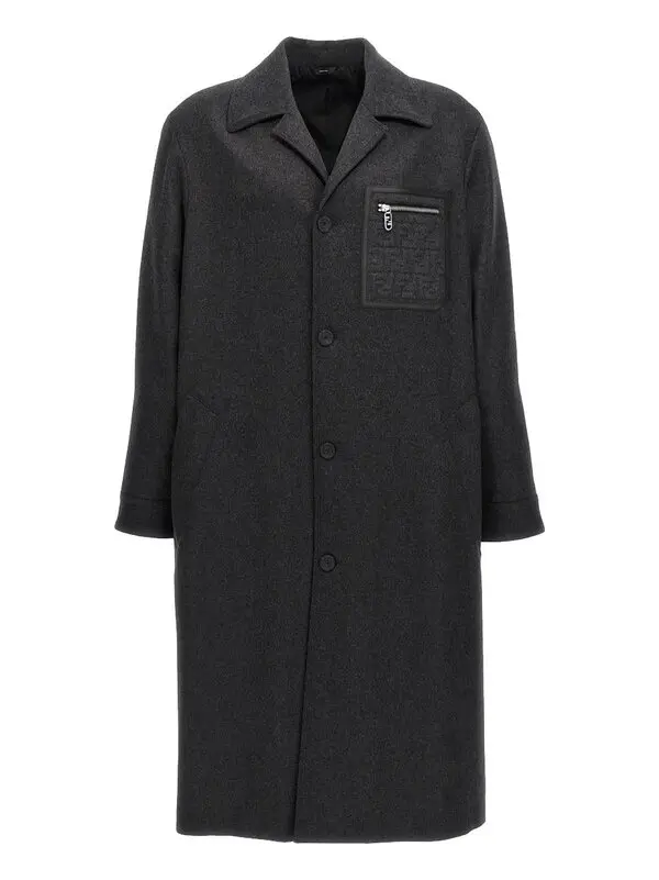 Fendi Single-breasted Cashmere Coat - Gray