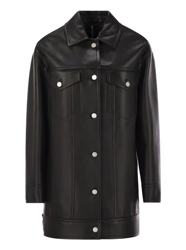 Max Mara Girino Nappa Leather Over Jacket - Black