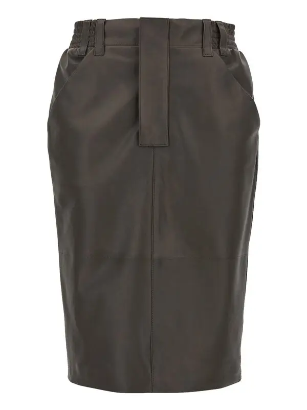 Saint Laurent Leather Skirt - Gray
