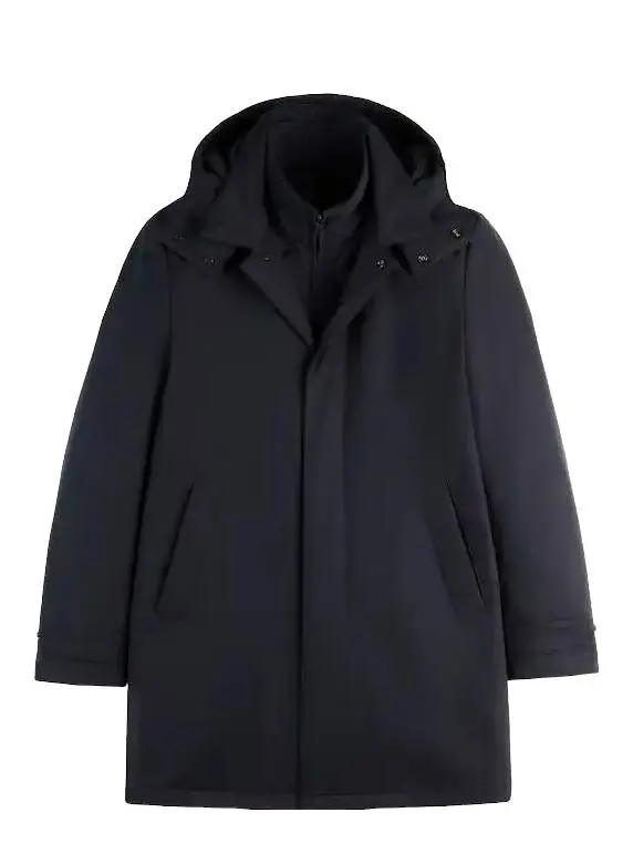 FAY Travel Morning Coat With Removable Hood - Blue