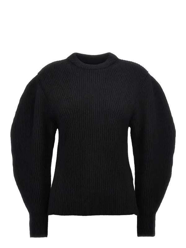 JIL SANDER Ribbed Wool Sweater - Black
