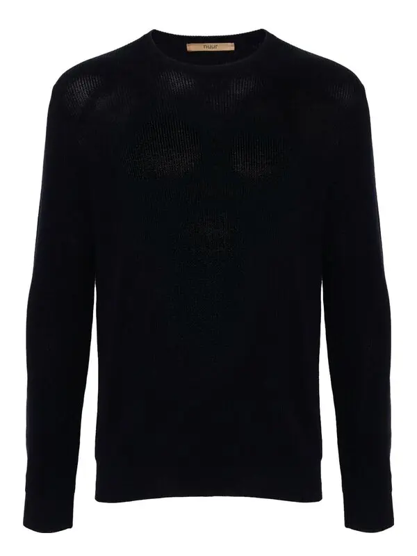 ROBERTO COLLINA Long Sleeves Crew Neck Ribbed Sweater - Blue