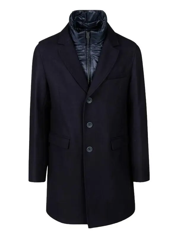 Herno Diagonal-effect Melton Wool Coat - Blue