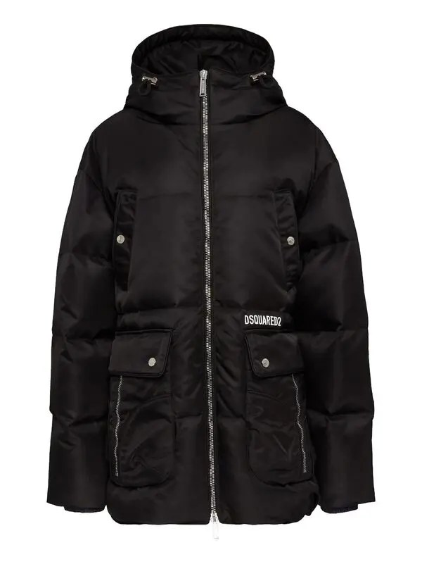 Dsquared2 Quilted Hooded Coat - Black