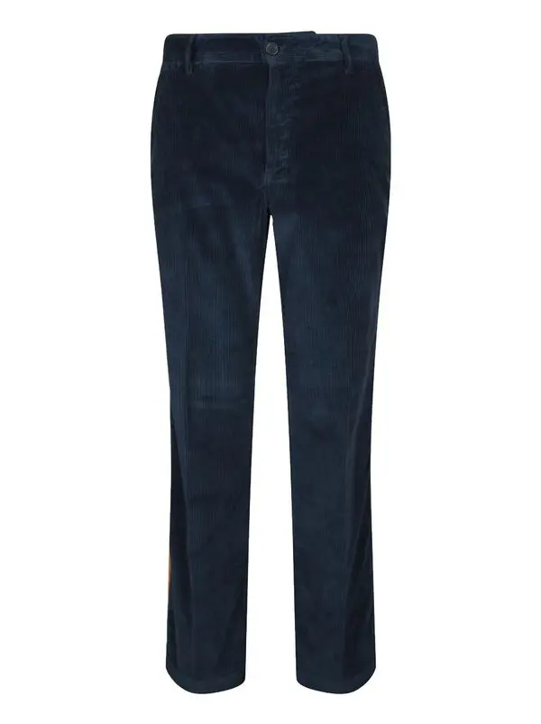 120% Lino Straight Leg Trousers - Blue
