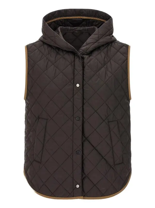 Brunello Cucinelli Padded Hooded Vest - Gray
