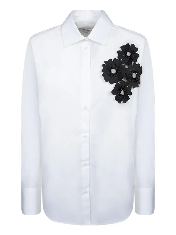 MSGM Floral Appliquã© Shirt - White