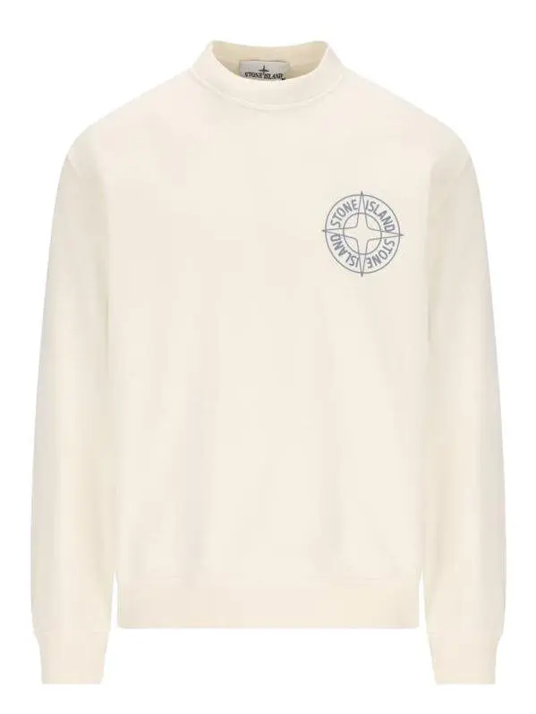 Stone Island Cotton Sweatshirt With Embroidered Logo - White