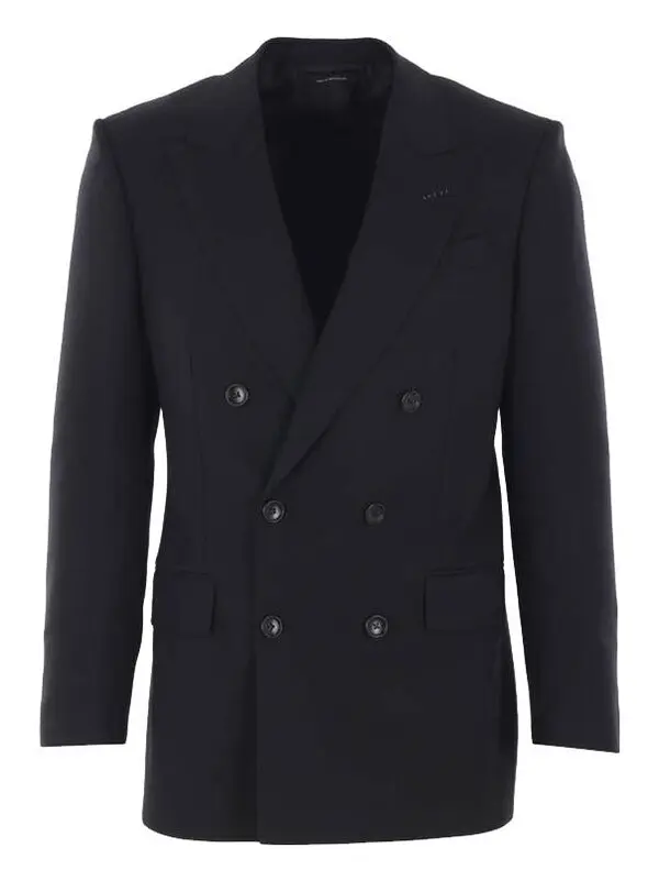 TOM FORD Double-breasted Wool Jacket - Black