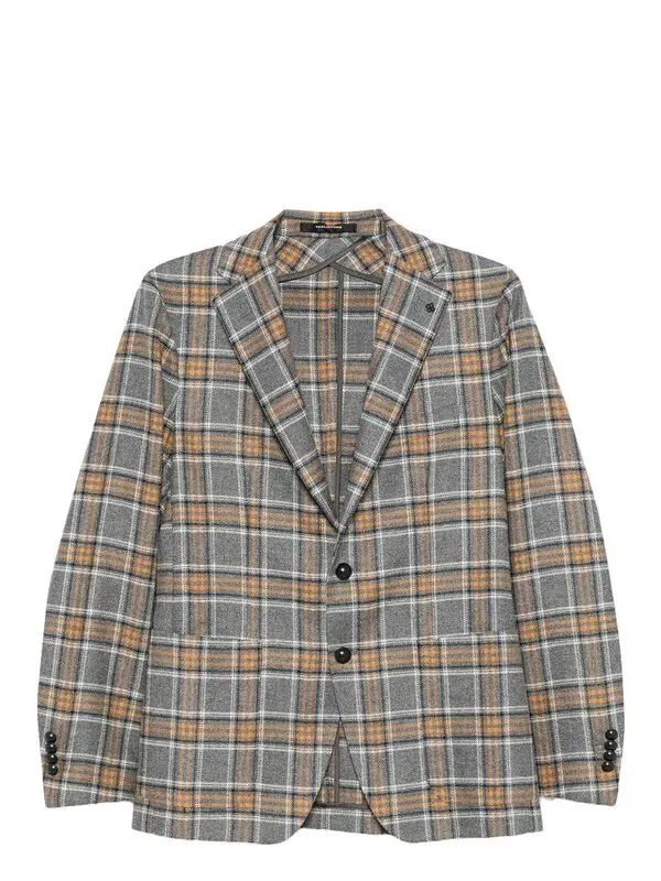 Tagliatore Check Pattern Jacket - Grey