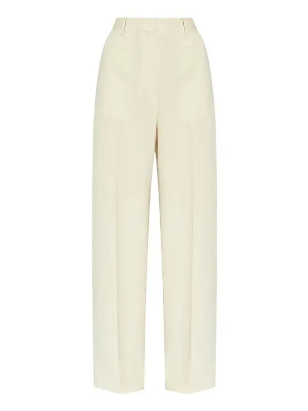 Theory Pleated Wide Leg Trousers - Beige