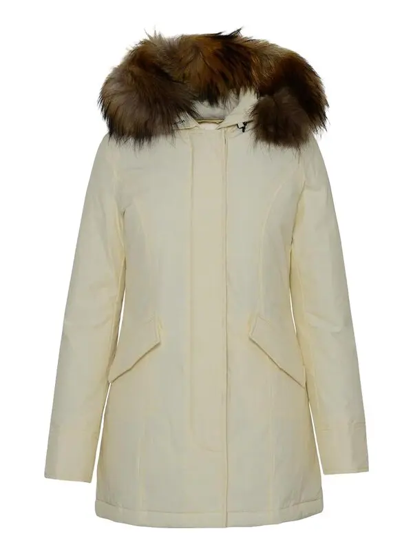 Woolrich Cotton-blend Arctic Parka With Fur Trim - Beige