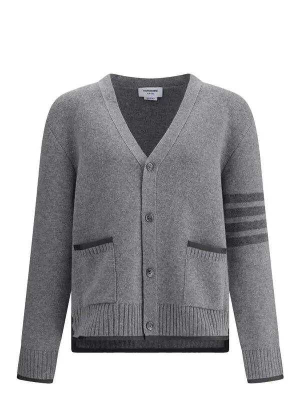 Thom Browne Merino Wool Cardigan - Grey