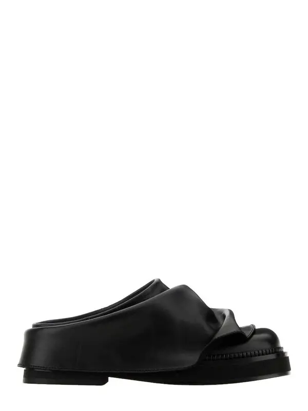 Attico Mini Robin Leather Slippers - Black