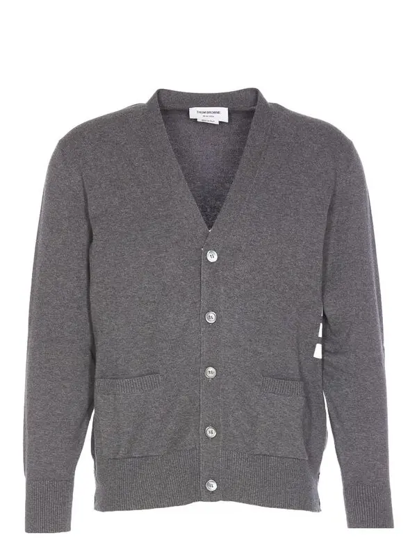 Thom Browne 4-bar Cotton Cardigan - Grey