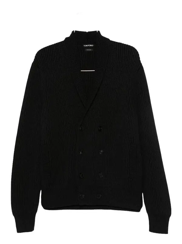 TOM FORD Shawl Collar Double-breasted Knitwear - Black