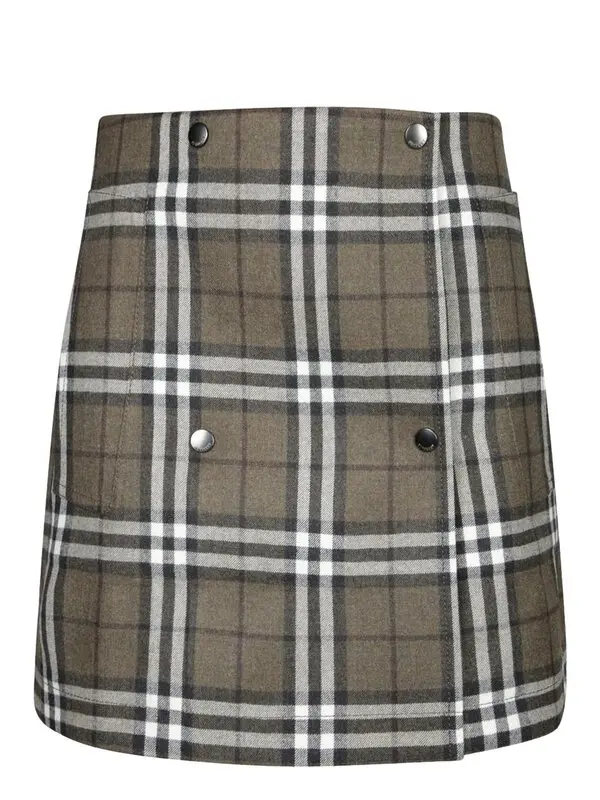 Burberry Checkered Wool Mini Skirt - Beige