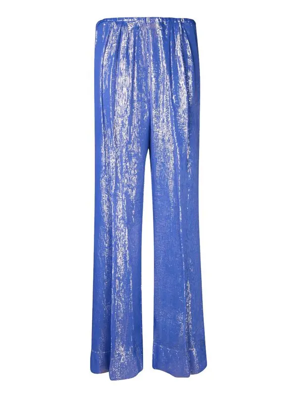 FORTE_FORTE Wide Leg Chiffon Lurex Trousers - Blue