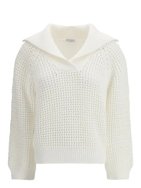 Brunello Cucinelli Polo-neck Knitwear - White